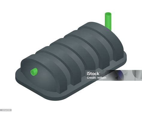 벡터 일러스트 플라스틱 정화조 침투흰색 배경에 격리 평면 스타일의 현실적인 폐수 탱크 아이콘 배수 탱크 지하 정화조 를위한 폐수 처리 탱크 3차원 형태에 대한 스톡 벡터