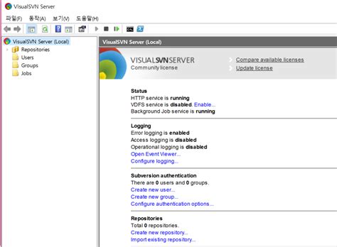 visualsvn web interface masterenas