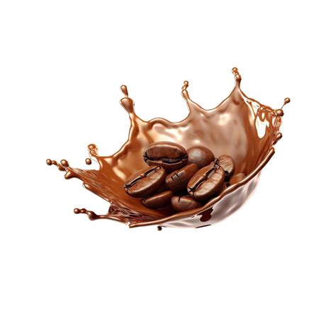 Ai Generated Coffee Beans Falling Into A Splash Of Liquid 37796399 Png