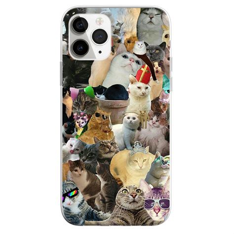 재밌는 고양이 강아지 콜라주 투명 젤하드 케이스 에이블리
