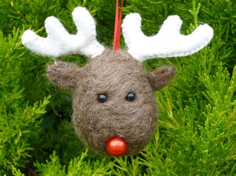Handmade Needle Felted Reindeer Christmas Tree Decoration Etsy Uk