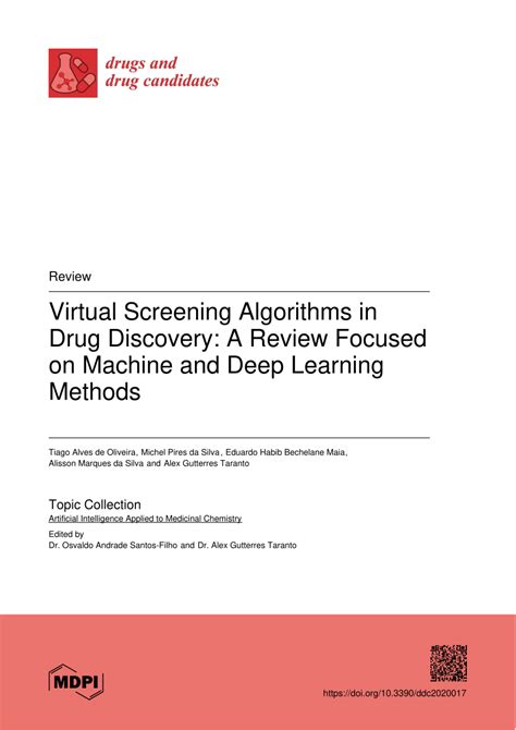 Pdf Virtual Screening Algorithms In Drug Discovery A Review Focused