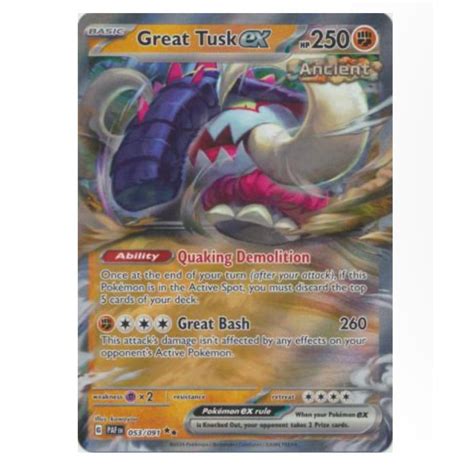 Pokemon Tcg Scarlet And Violet Paldean Fates Great Tusk Ex 053