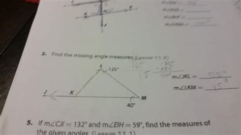 Solved Find The Missing Angle Measures Lesson 112 M Angle