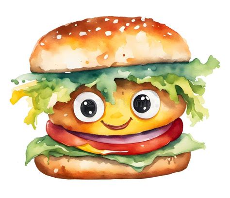 Aquarelle Et Peinture Hamburger Fromage Dessin Pour L Illustration Alimentaire Illustration