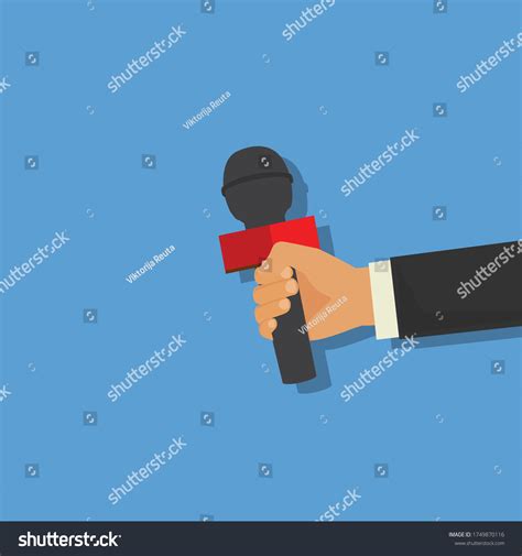 Journalism Concept Hand Holding Microphone Press Stock Illustration