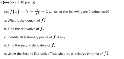 Solved Let F X 7−x21−5x All Of The Following Are 2 Points