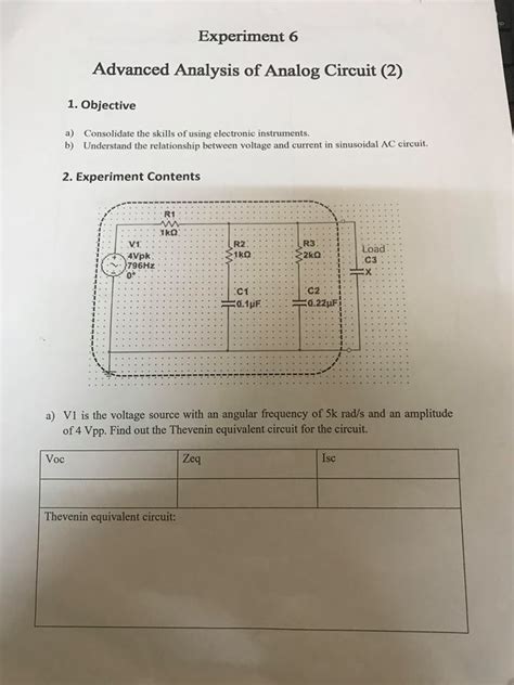 Solved Experiment Advanced Analysis Of Analog Circuit Chegg