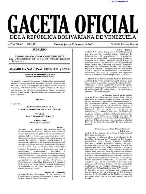 Ley Constitucional De La Fuerza Armada Nacional Bolivariana Pdf