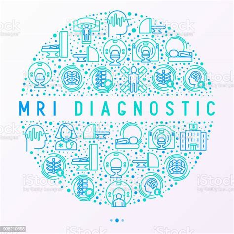 원 선 아이콘에서에서 Mri 진단 개념 현대 벡터 그림 웹 페이지 서식 파일 인쇄 매체 배너에 대 한 실험실 장비 Mri 스캔에