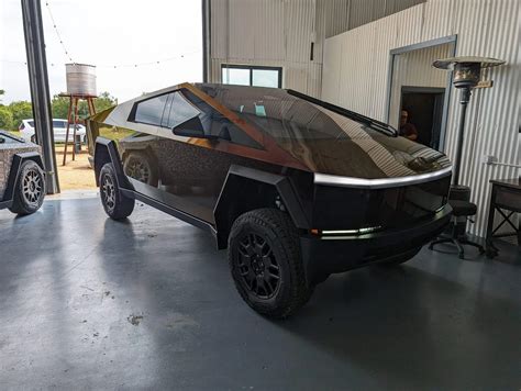 Flexishield Assassin Red Color Shift Ppf Wrapped Cybertruck Tesla