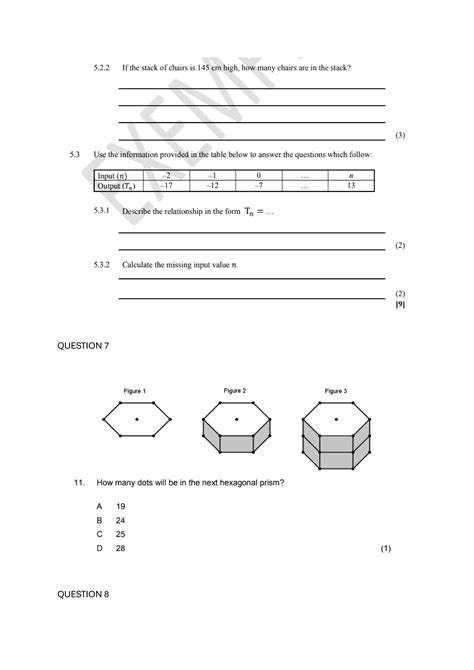 Grade 9 Maths Number Patterns Questions Pdf