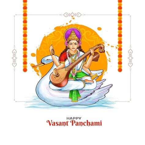 Free Vector Happy Vasant Panchami Festival Celebration Card With