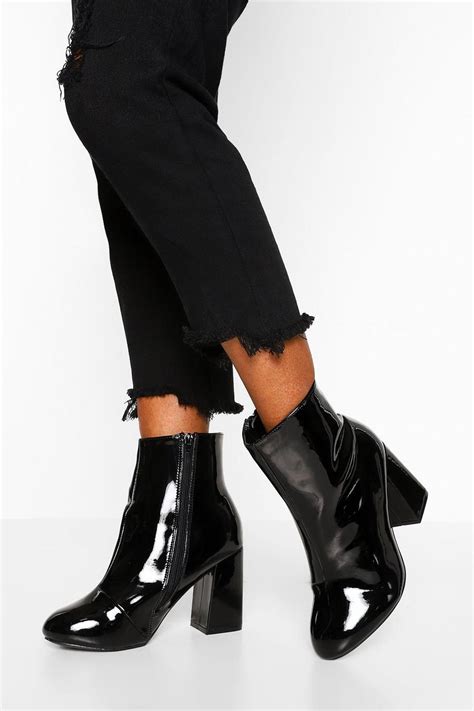 Wide Fit Block Heel Shoe Boots Boohoo Uk