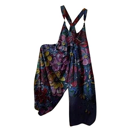 Huresd Overalls For Women Wide Leg Backless Suspender Overalls