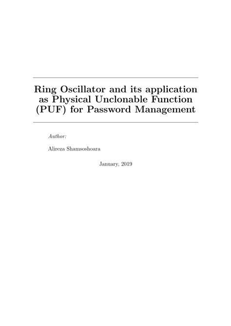 Pdf Ring Oscillator And Its Application As Physical Unclonable Function Puf For Password