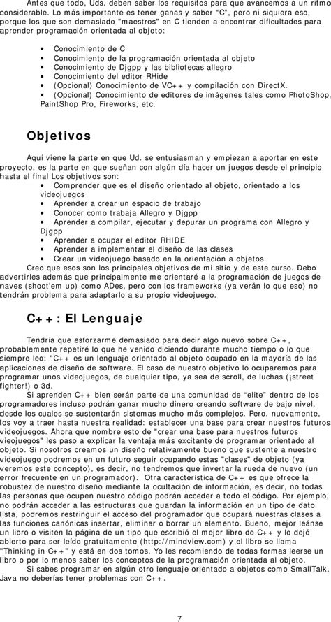 CURSO DE PROGRAMACIÓN DE VIDEJUEGOS CON C Y ALLEGRO PDF Descargar libre