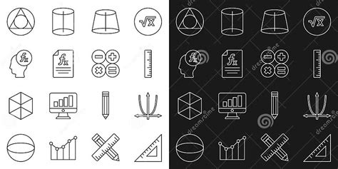 Set Line Triangular Ruler Graph Schedule Chart Diagram Ruler Geometric Figure Function