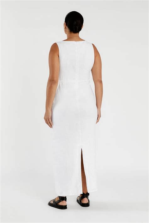 Tyla White Linen Midi Dress Dissh