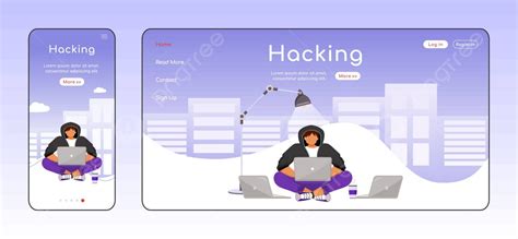 Adaptive Landing Page Template With Hacker And Security Theme Vector