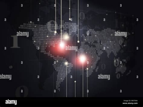 Abstract Technology Binary Code Map On Dark Background Stock Photo Alamy