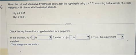 solved given the null and altemative hypotheses below test