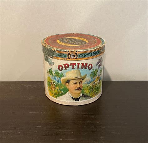 Antique 1920 30 S Optimo Cigar Round Cardboard Carton Tampa Key West