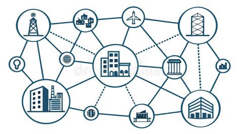 City Network Diagram Buildings Urban Infrastructure Vector Design Generative Ai Stock Vector