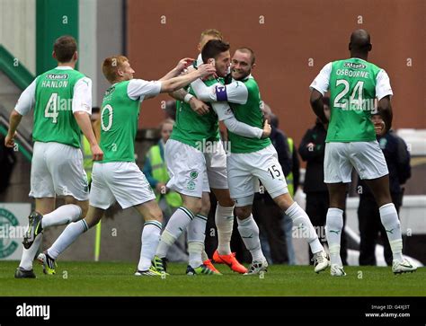 Hibernians Matthew Docherty Celebrates Scoring During The Clydesdale