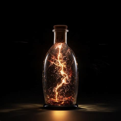 Premium Photo Lightning In A Bottle A Black Background