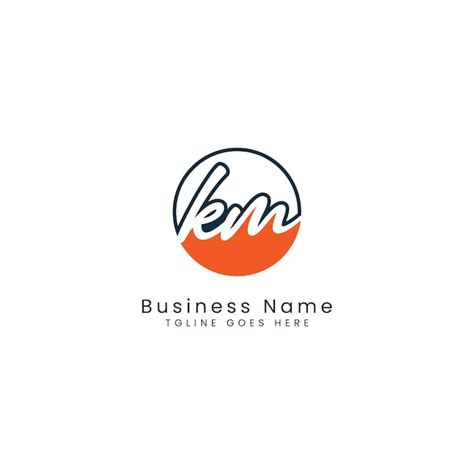 Logotipo De Firma Manuscrita Para Letra Inicial Km Plantilla De