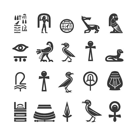 A Collection Of Ancient Egyptian Symbols And Hieroglyphics Premium Ai