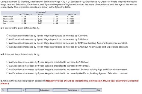 Solved Using Data From 50 Workers A Researcher Estimates