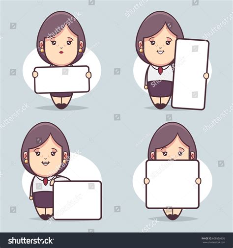 Cute Cartoon Character Pretty Office Girls Stock Vector Royalty Free