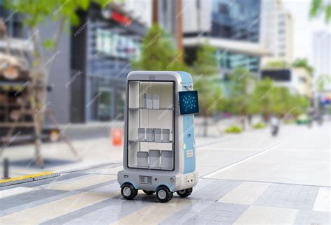 Premium Photo Delivery Robot Trolley Or Robotic Assistant Carry Products
