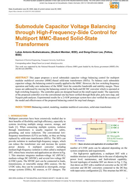 Pdf Submodule Capacitor Voltage Balancing Through High Frequency Side Control For Multiport