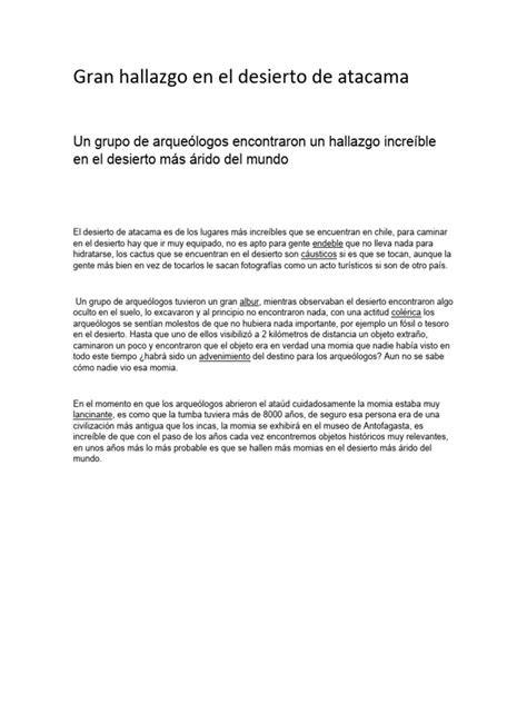 Gran Hallazgo En El Desierto De Atacama Pdf