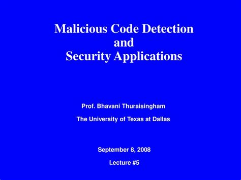 malicious code detection and security applications ppt download