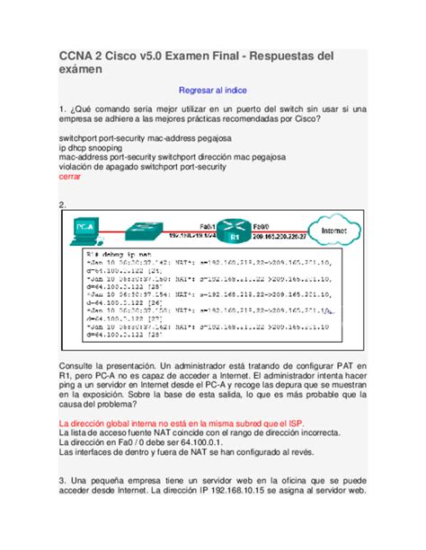 Pdf Ccna 2 Cisco V50 Examen Final Respuestas Del Exámen David