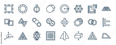 Set Of Geometric Figure Collection Web Icons In Outline Style Thin Line Icons Such As Bounding