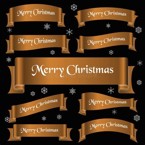O Slogan Brilhante De Bronze Do Feliz Natal Da Cor Curvou As Bandeiras