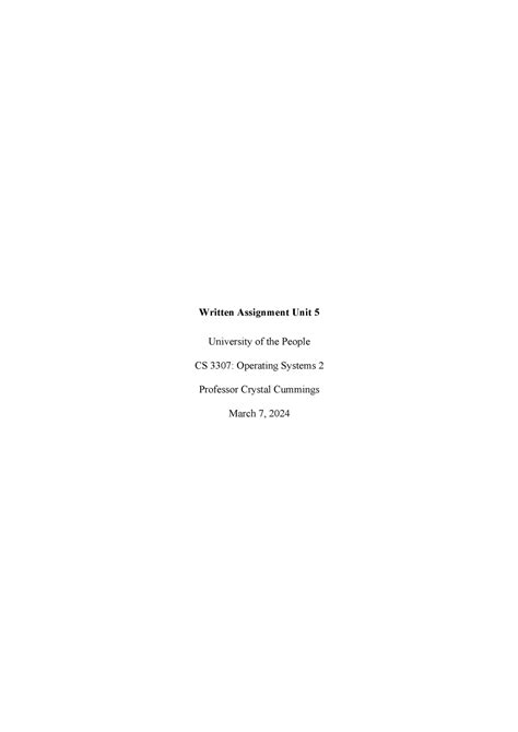 Unit 5 Written Assignment Written Assignment Unit 5 University Of The People Cs 3307