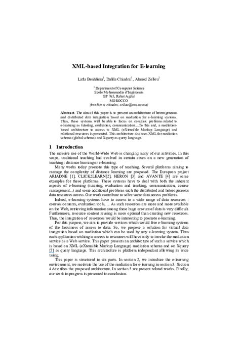 Pdf Xml Based Integration For E Learning