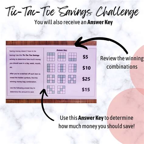 Fun Savings Challenge Tic Tac Toe Savings Money Cash Savings