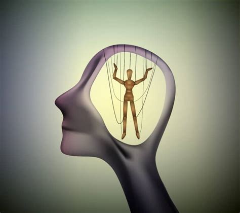 Man Profile Head With Marionette Inside Manipulate The People Concept