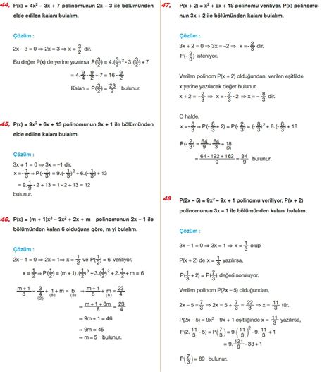 polinomlar soru çözüm Matematik Kitap Çözümleri Matematik Kalesi