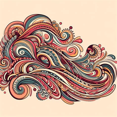 Decorative Abstract Wavy Ornamental Ethnic Raster Background Premium