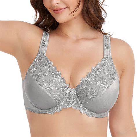 Womens Sexy Lace Embroidered Bras Full Coverage Unlined Underwire Plus