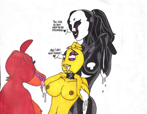 Rule 34 3girls Belt Chica Fnaf Choking Cum In Mouth Cum On Elbows Elbows Female Female Only