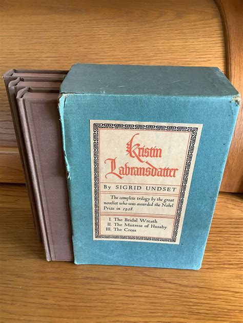 Kristin Lavransdatter By Sigrid Undset Vintage 3 Volume Set In Slipcase